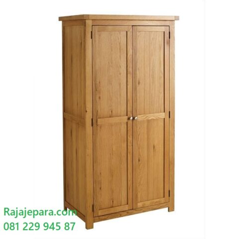 Model Lemari Pakaian 2 Pintu Kayu Jati Minimalis - rajajepara.com